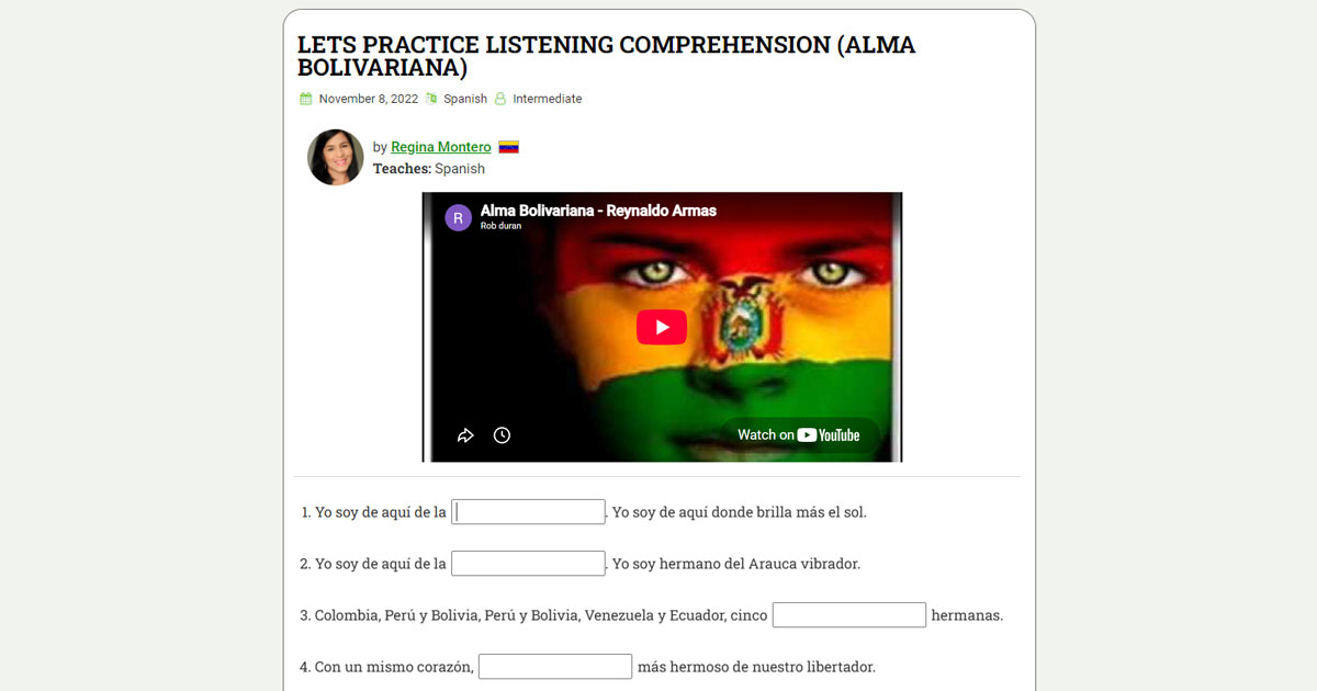 PolyTripper - LETS PRACTICE LISTENING COMPREHENSION (ALMA BOLIVARIANA)